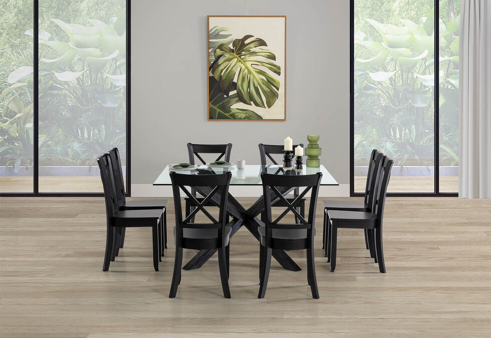 BLACK PROMENADE 9 Piece Dining Suite with Echuca Dining Chairs