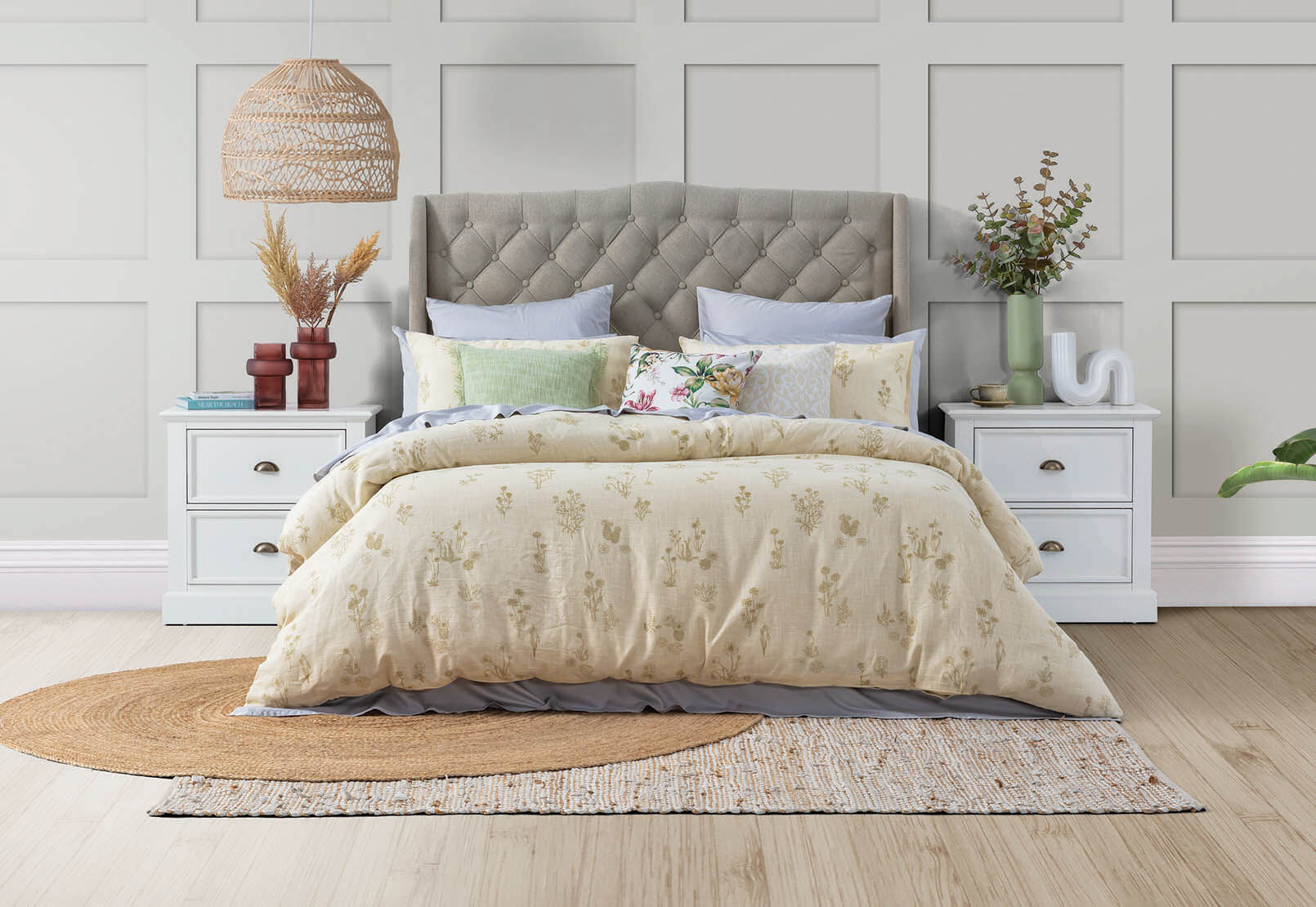 NATURAL TRUDY King Bed Quilt Cover Set