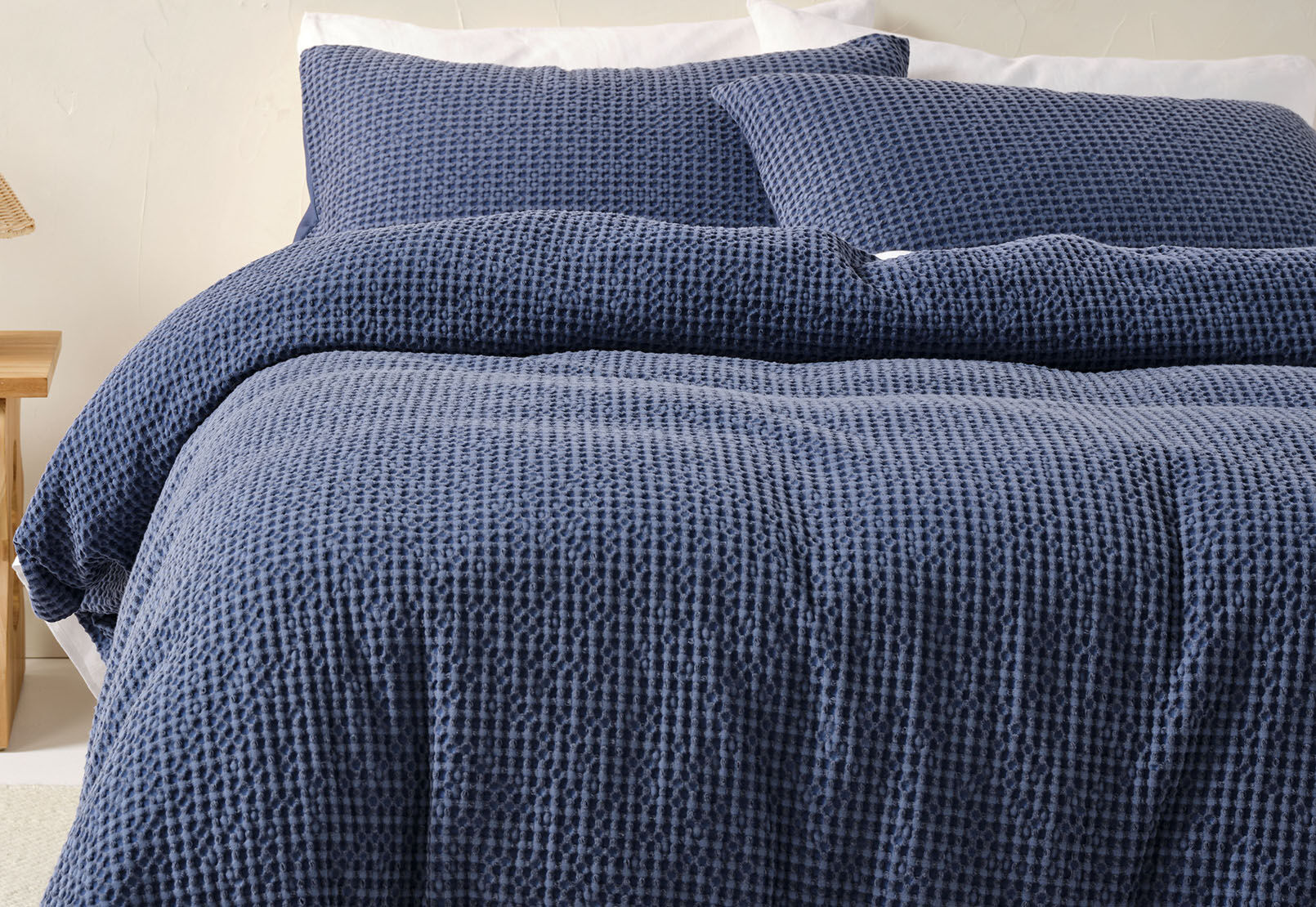 BLUE VERNA Blue King Bed Quilt Cover Set