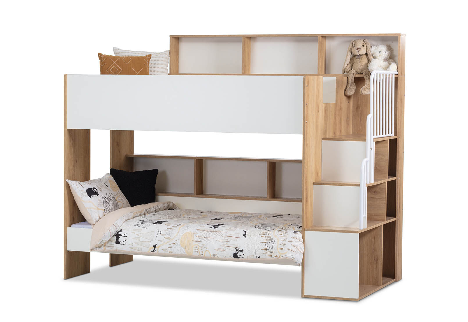 WHITE/NATURAL RYU Double Bunk Bed