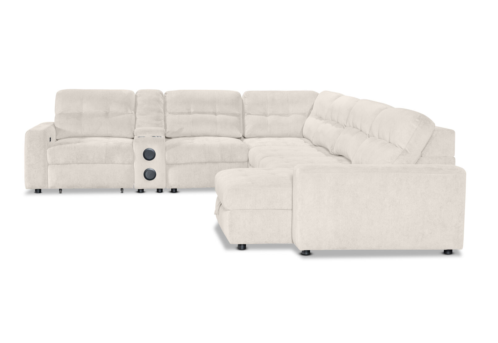 BEIGE BEVERLY FABRIC 6S Corner with 3 Electric Slide-out Recliners ...