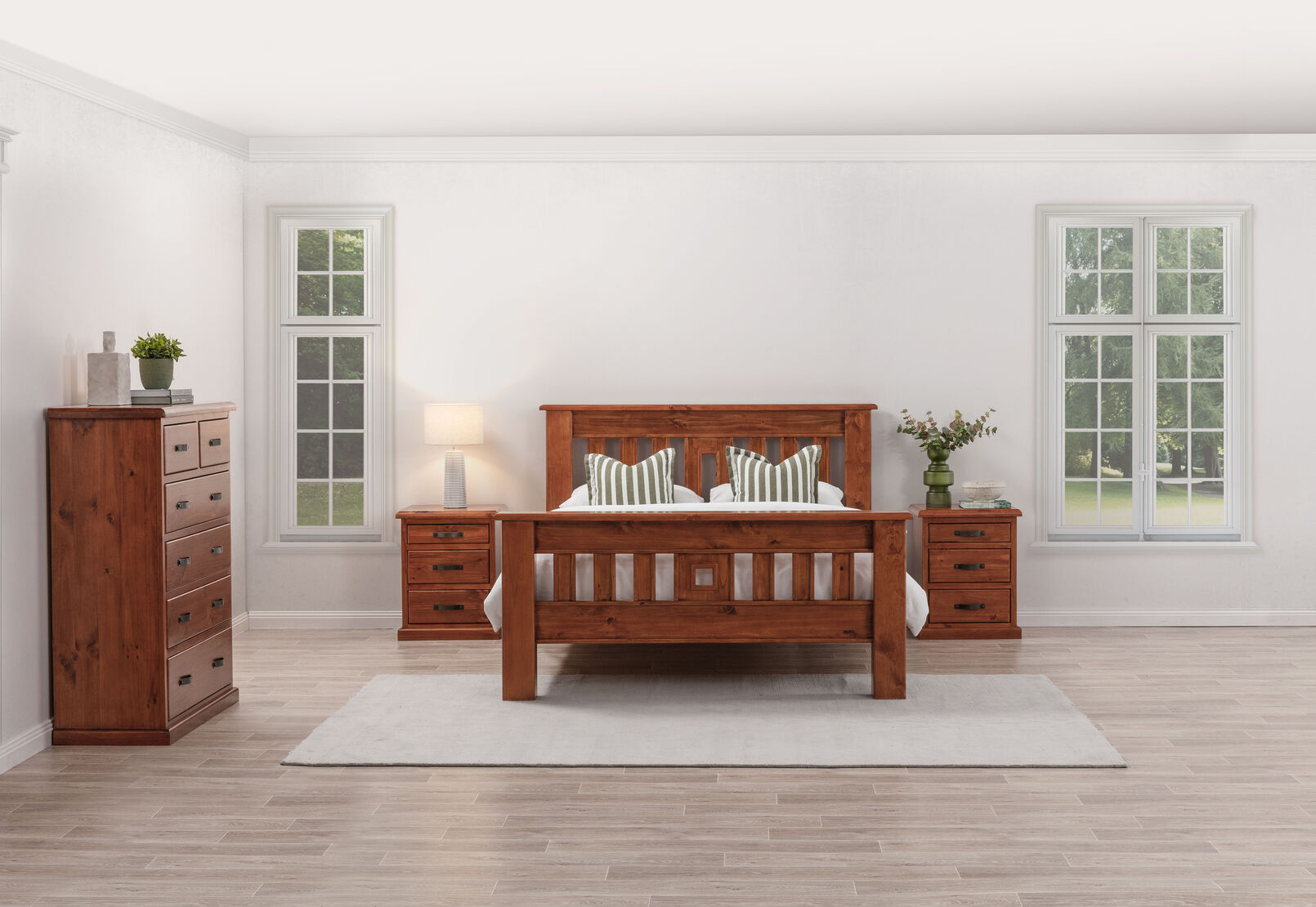 RUSTIC CALLAGHAN 4 Piece King Bed Tall Chest Suite