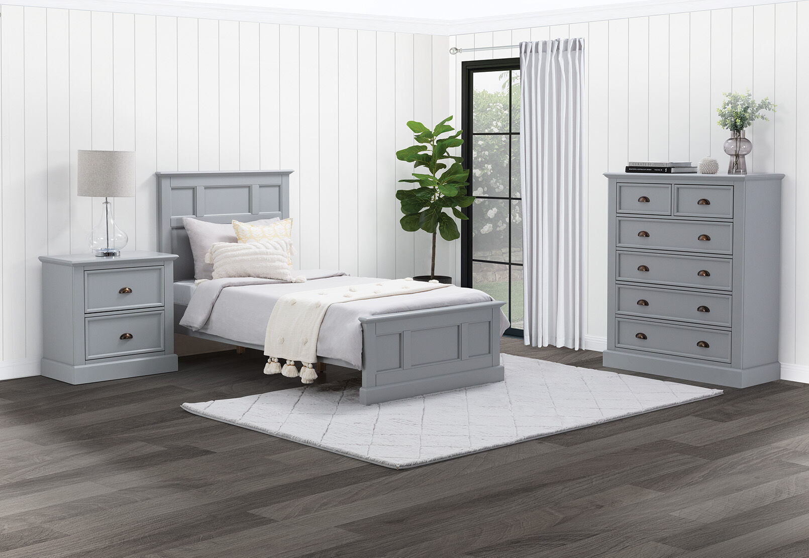 LIGHT GREY CHRYSTELLE Single Bed
