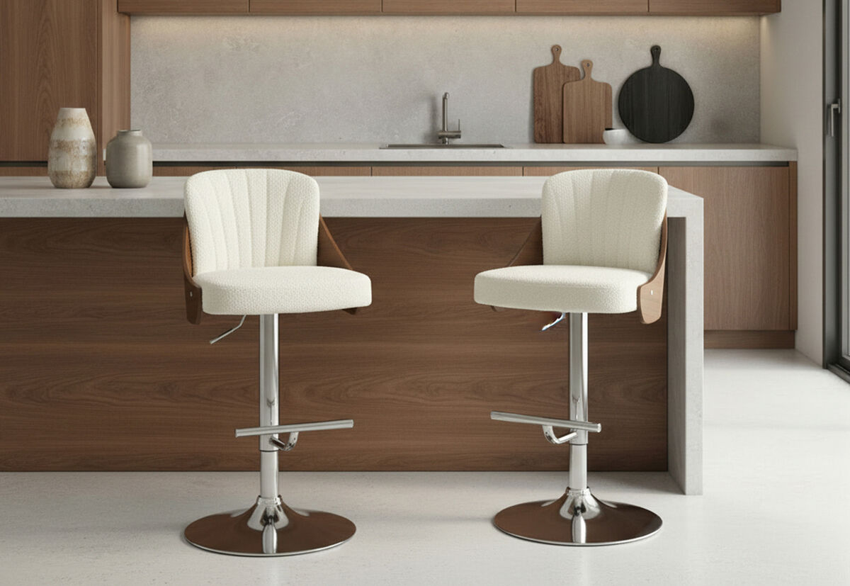 WHITE/WALNUT ELECTRA Bar Stool