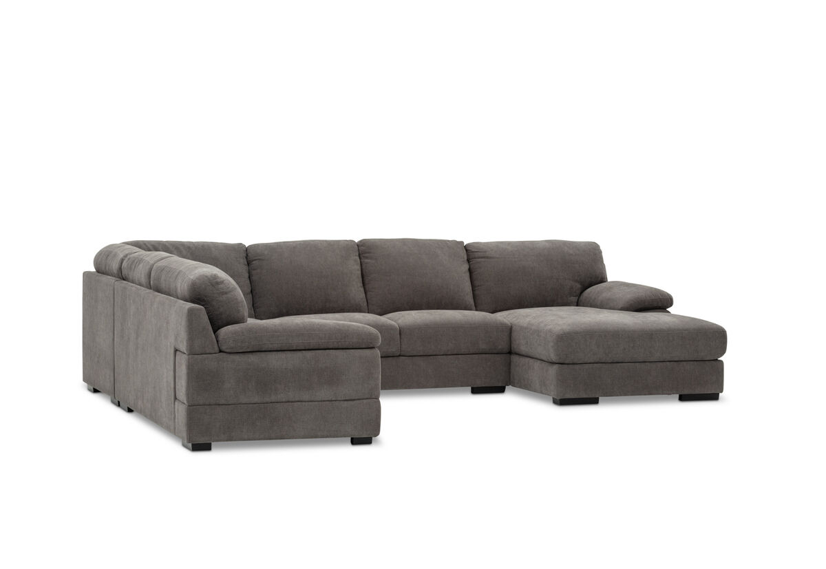 DARK GREY CANDACE FABRIC 6 Seater Corner RHF Chaise