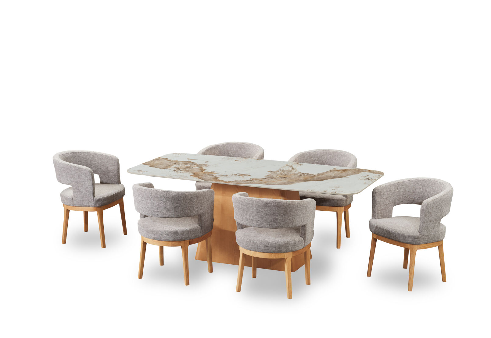 GREY VINCENTIO 7 Piece Dining Suite with Godric Dining Chairs