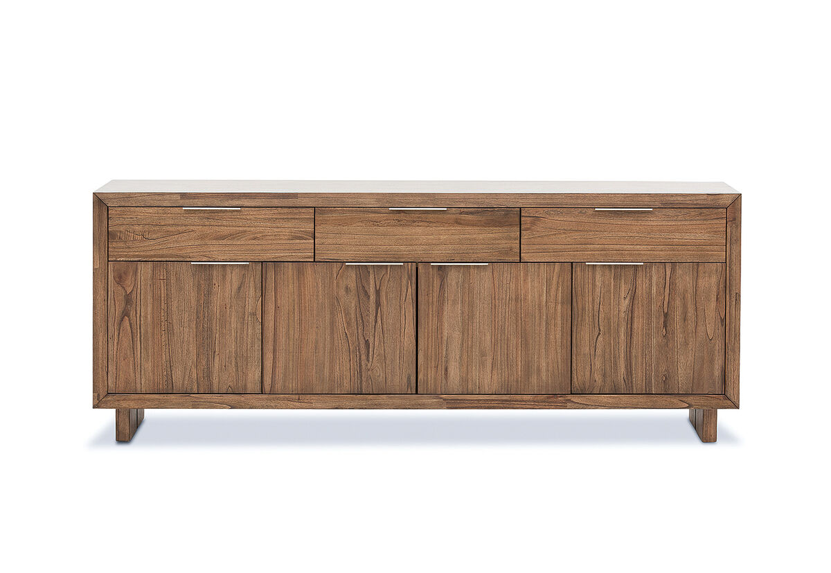 LIGHT WALNUT SORVINO 4 Door 3 Drawer Buffet