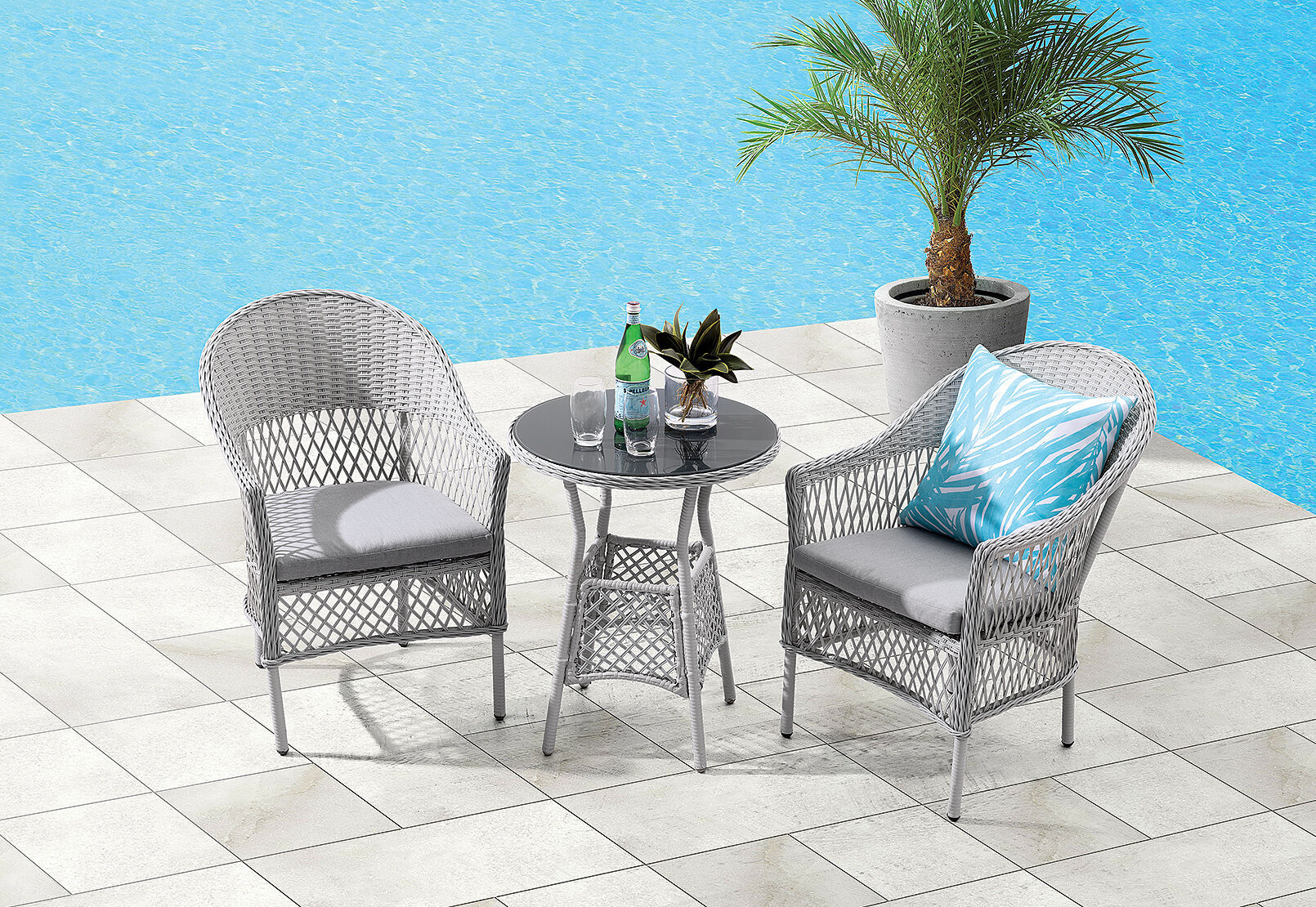 WHITE JULIA 3 Piece Outdoor Balcony Setting.