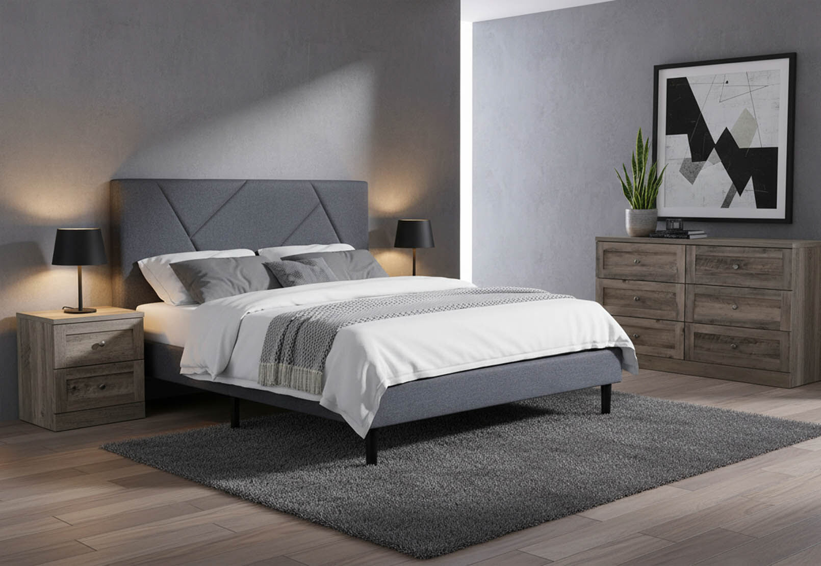 DARK GREY FRAZIER Dark Grey Double Bed