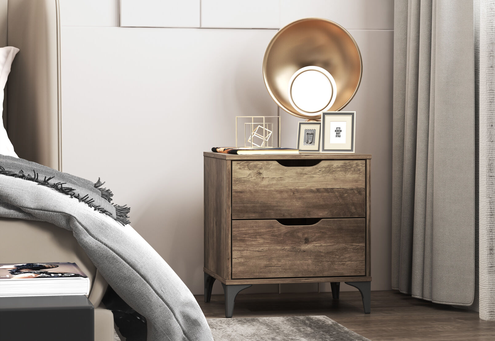 WALNUT WARE 2 Drawer Bedside