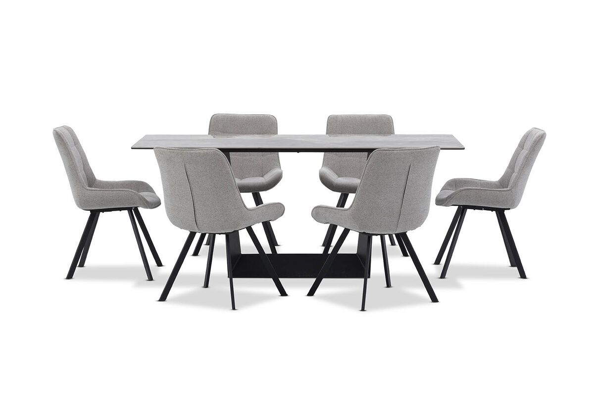 GREY MILAS 7 Piece Dining Suite with Arabella Dining Chairs