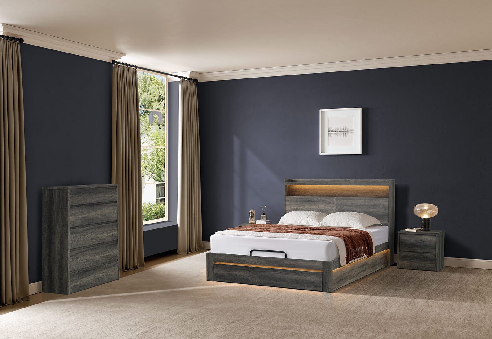 DARK GREY VESPERA Queen Bed