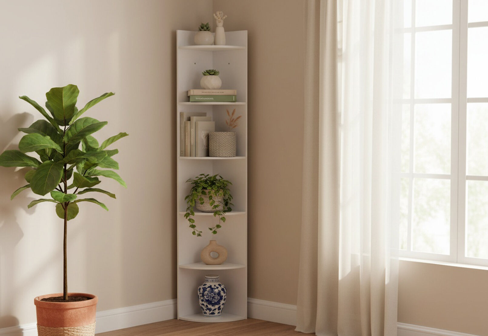 WHITE LEACH White Corner Bookshelf