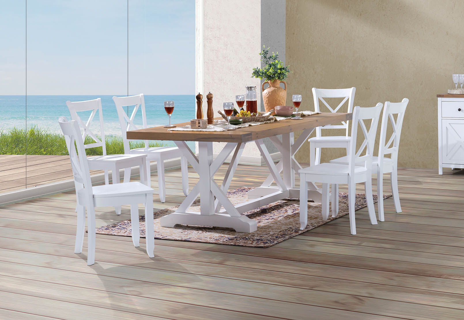 Normandy 7 Piece Dining Suite - Clouds Chairs - Amart