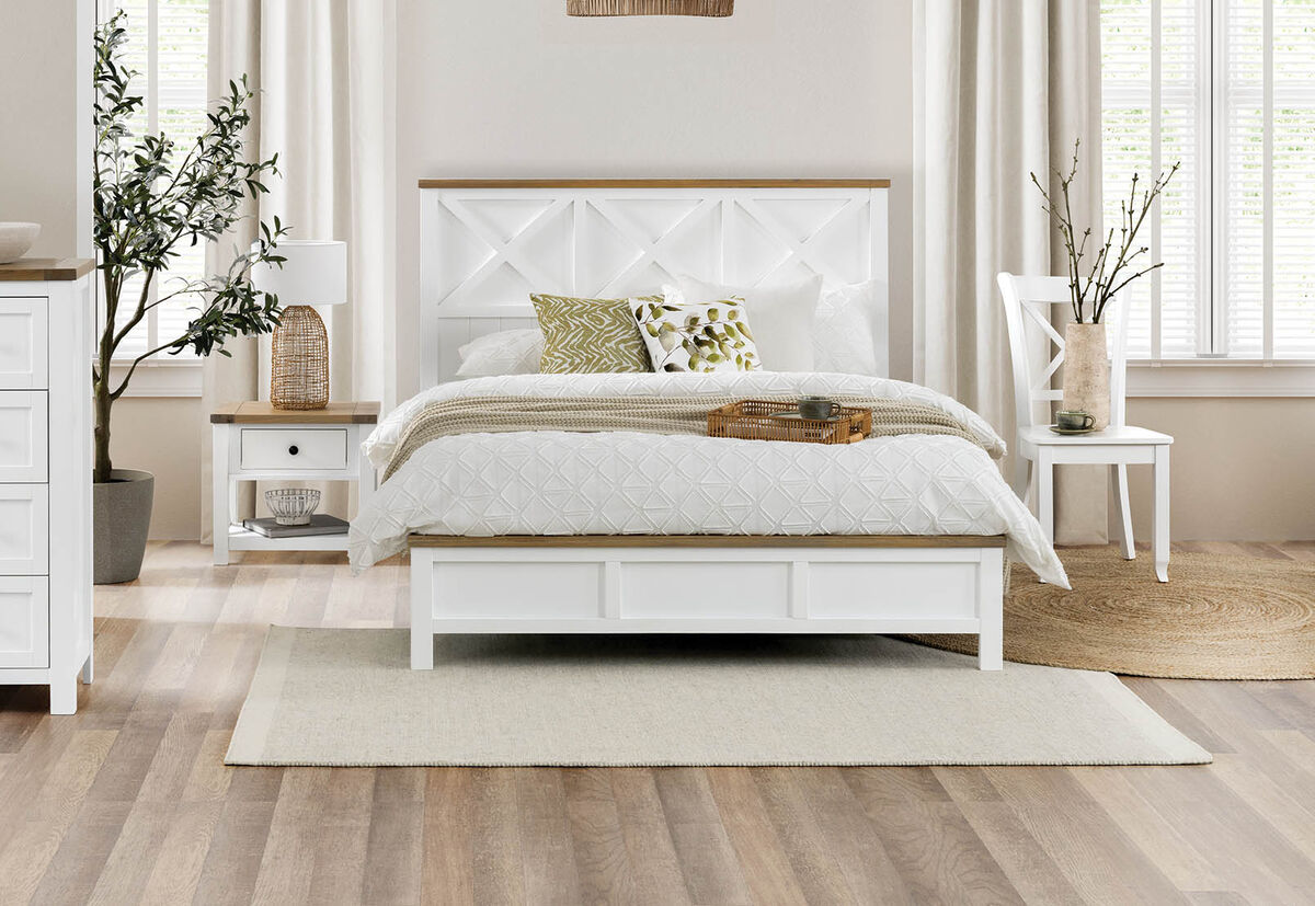 WHITE/OAK NORMANDY King Bed