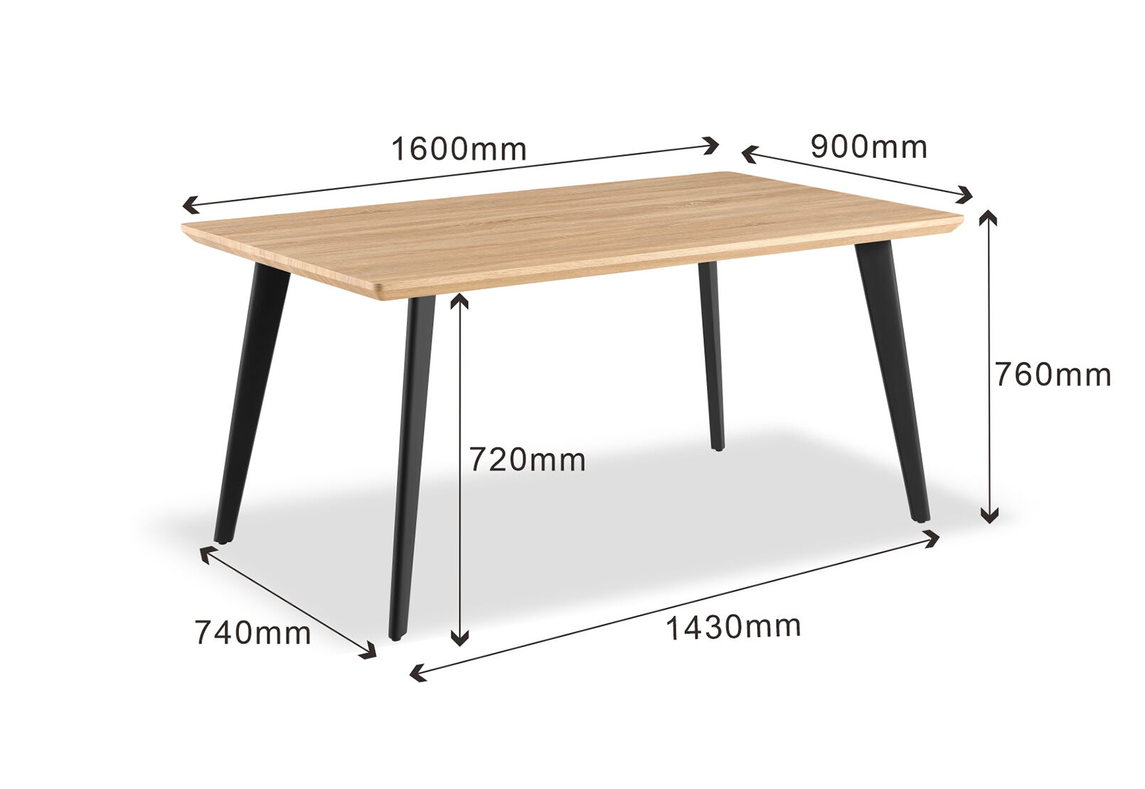 NATURAL/BLACK BATES 1600 Dining Table