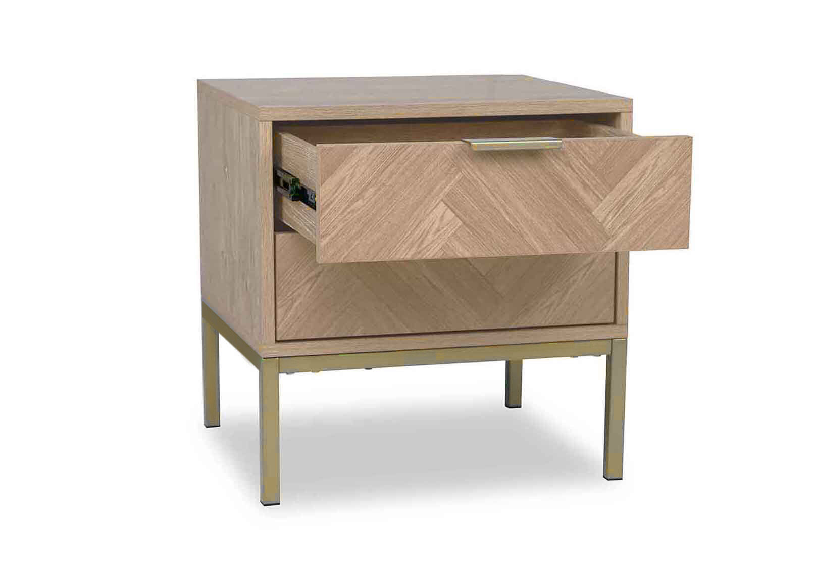 NATURAL/GOLD BELL 2 Drawer Bedside