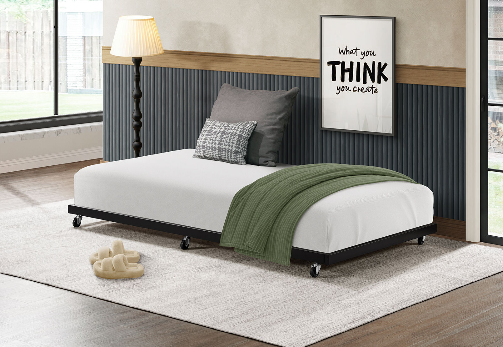 BLACK CLAY Single Trundle Bed