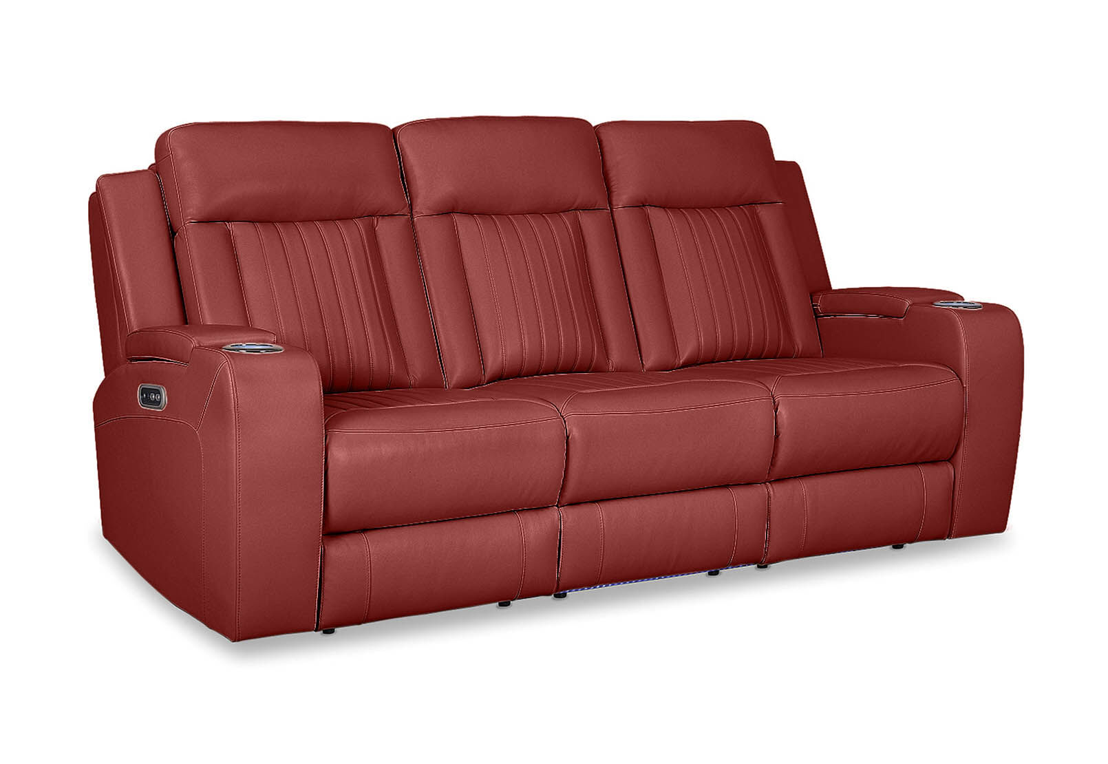 RED JULIUS Leather 3 Seater with 2 Electric Recliners
