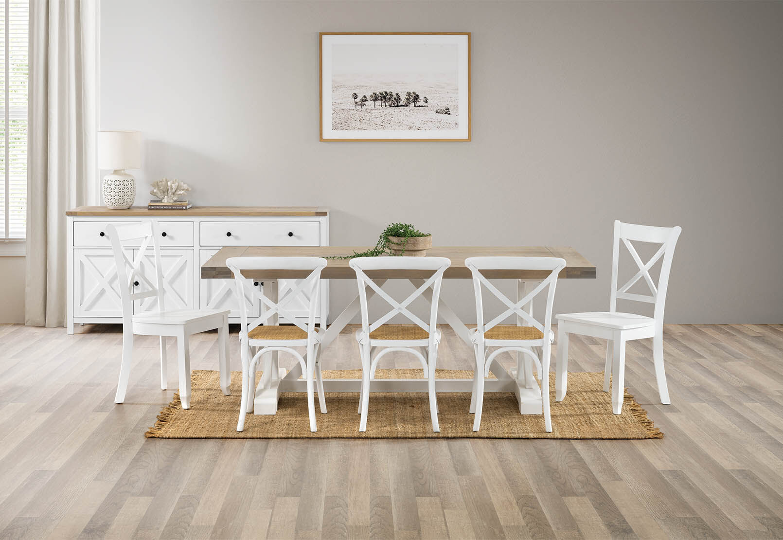 WHITE/OAK NORMANDY 2000 Dining Table