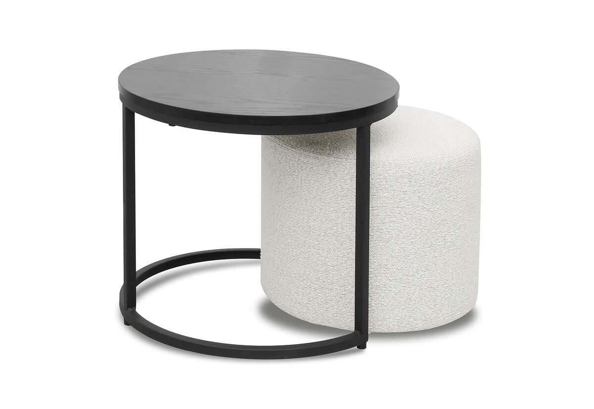 BLACK/BEIGE FRANK Nested Side Table And Stool