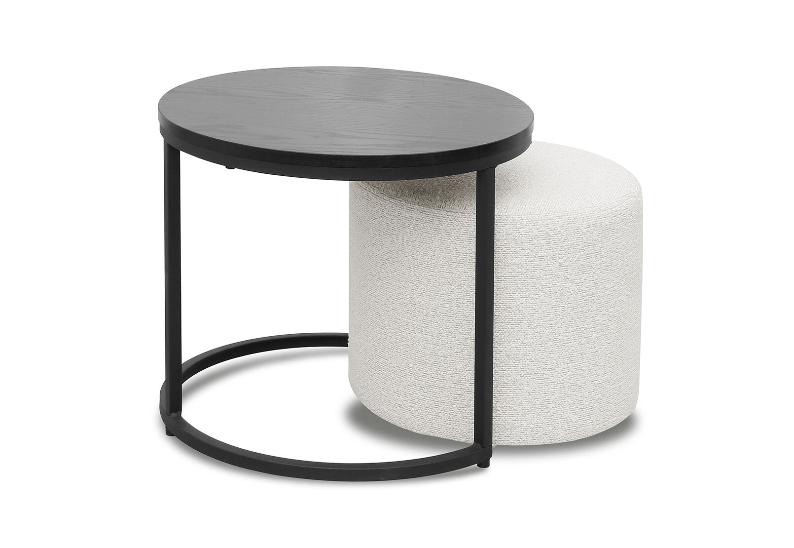 BLACK/BEIGE FRANK Nested Side Table And Stool