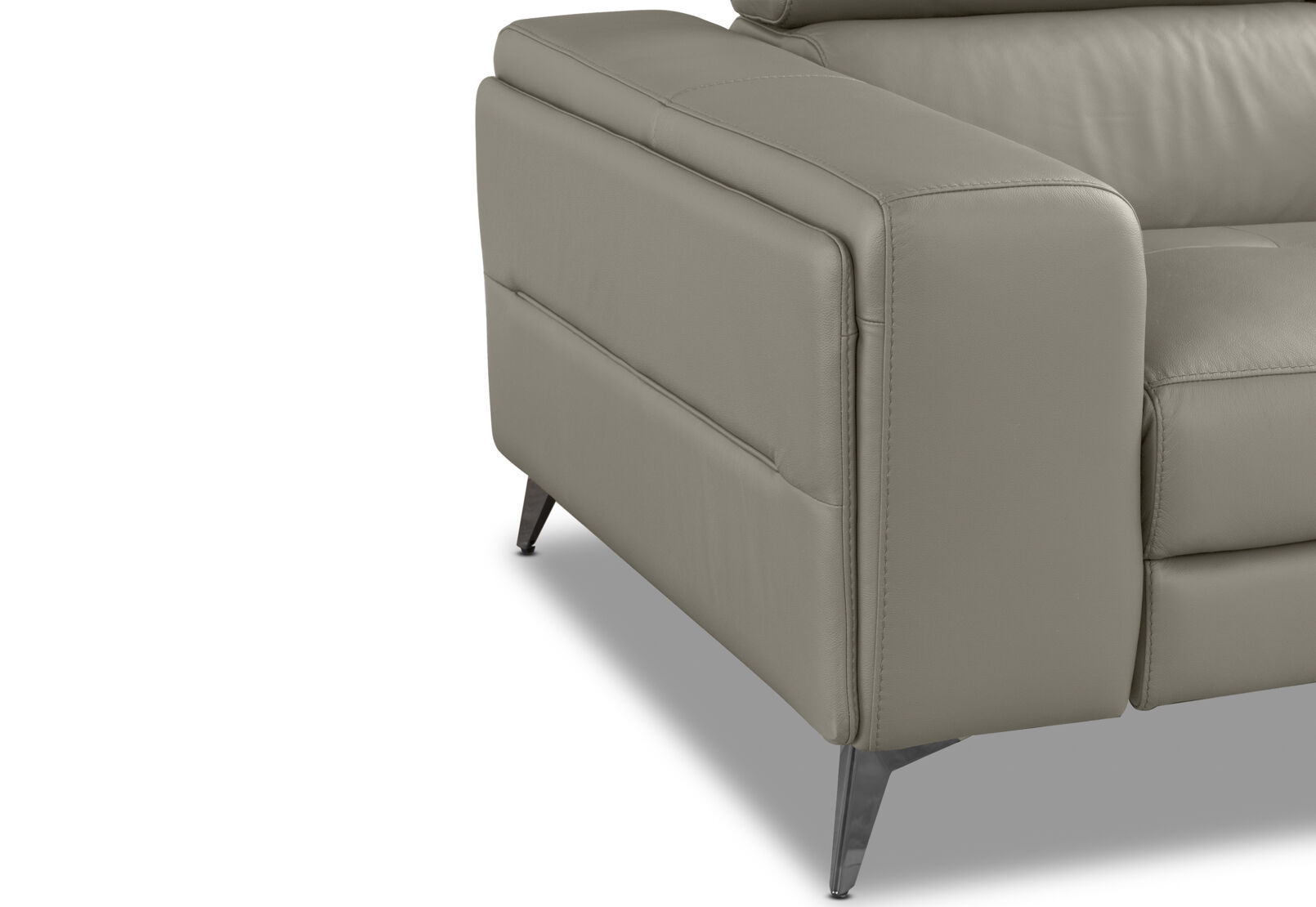 LIGHT GREY SINATRA LEATHER Media 3 Seater with 2 Inbuilt Electric Recliners