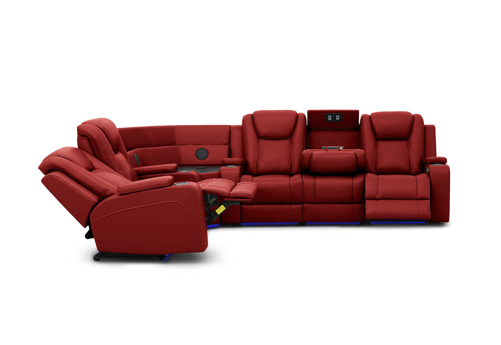RED SENTINAL MK2 LEATHER 5 Piece Corner with RHF 3 Seater