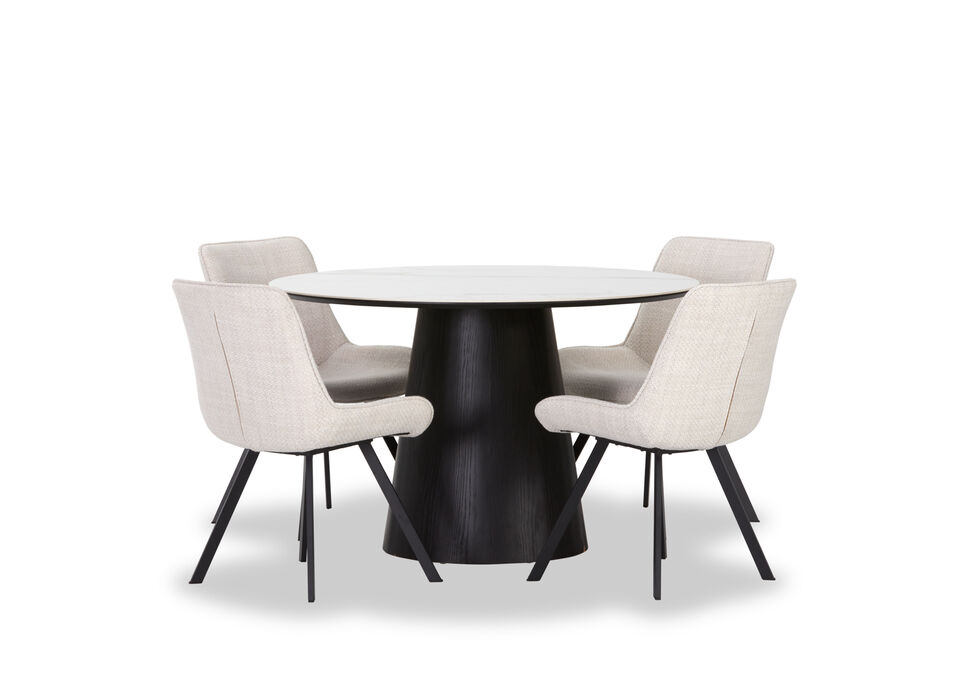 WHITE THANOS 5 Piece Ceramic Dining Suite with Vesta Chairs