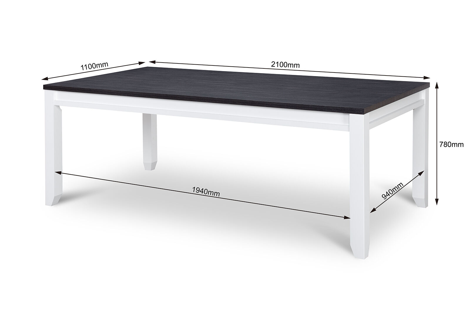 WHITE/DARK CASSEL 2100 Dining Table