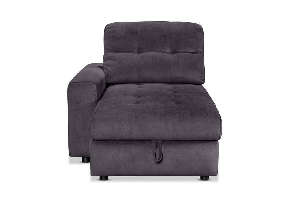 DARK GREY BEVERLY FABRIC Modular LHF Storage Chaise