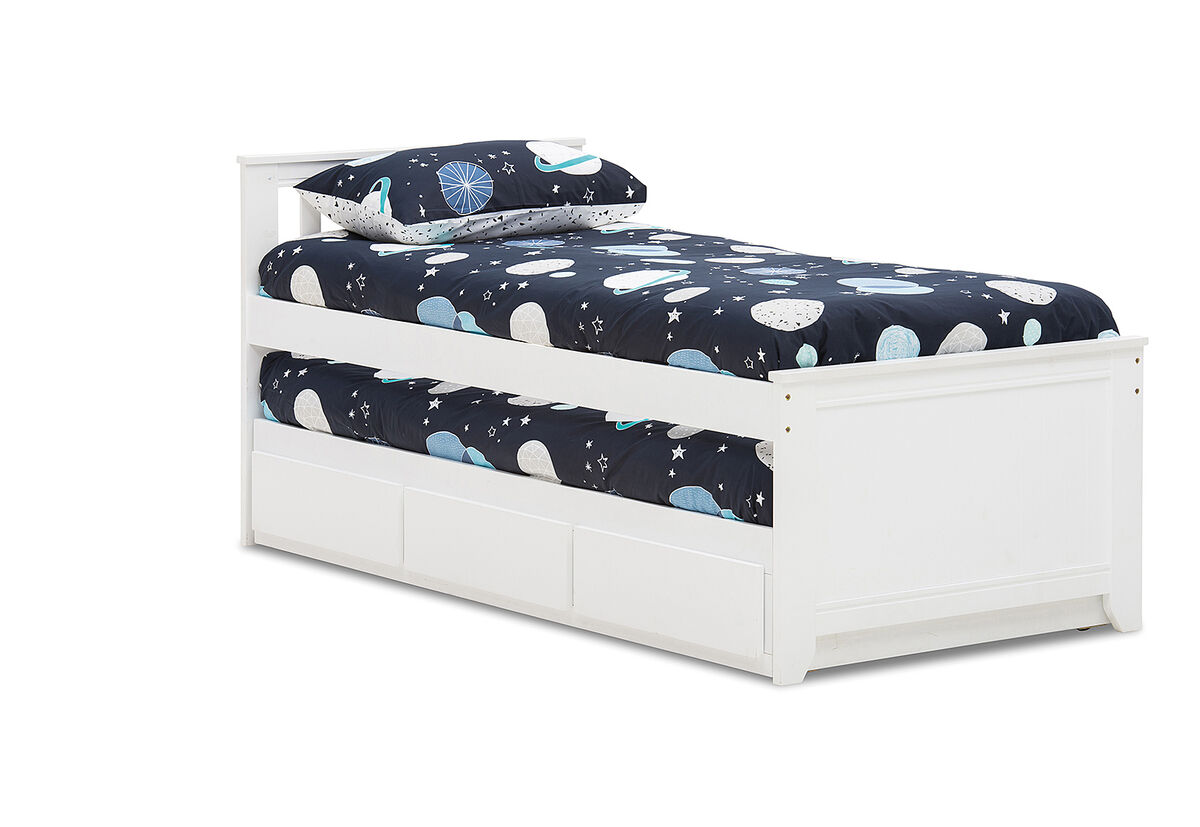 WHITE CAPTAIN JACK Single Trundle Bed
