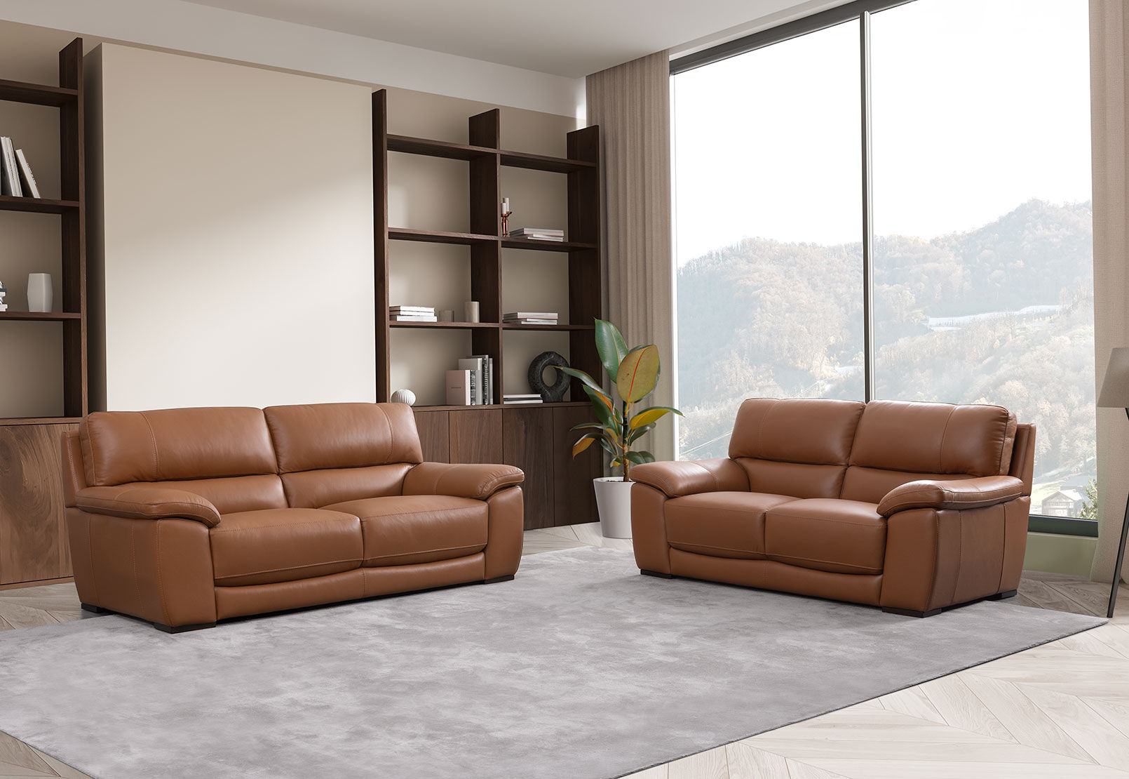 TAN WILCOT LEATHER 2 Seater Sofa
