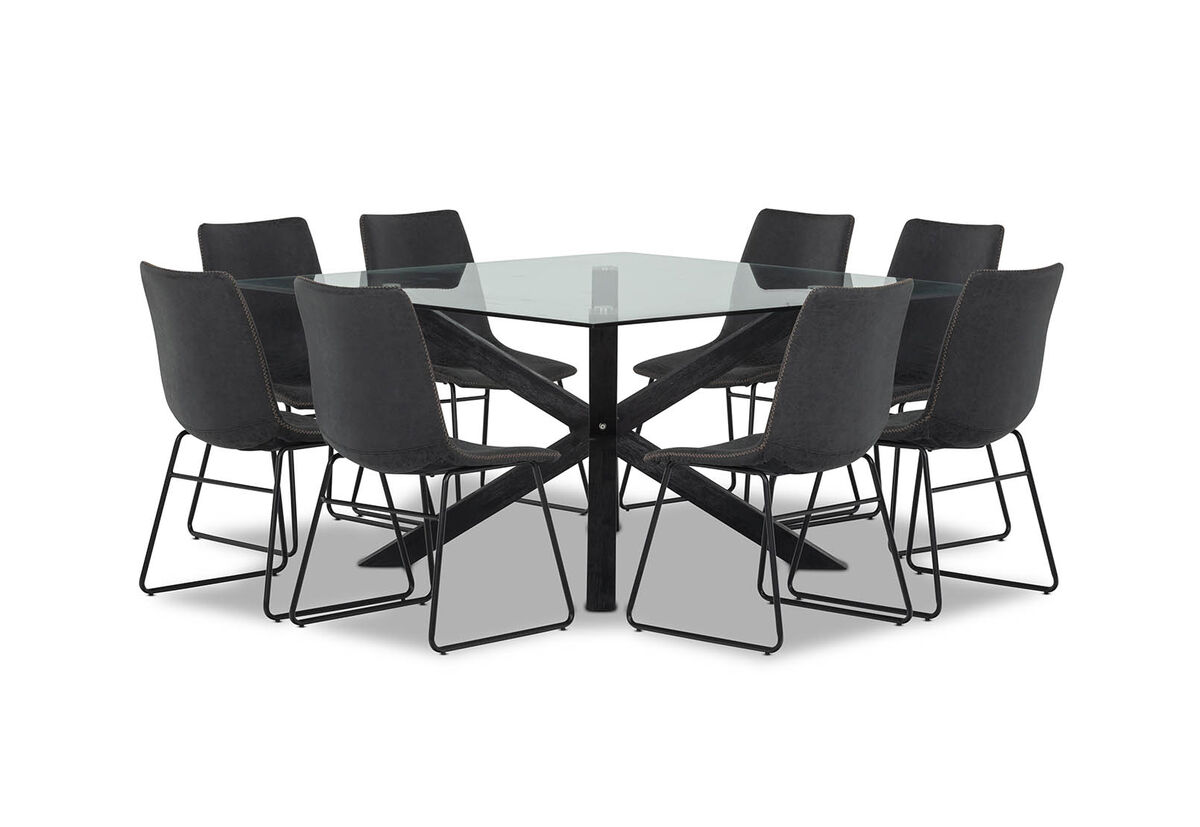 BLACK PROMENADE 9 Piece Dining Suite with Loire Dining Chairs