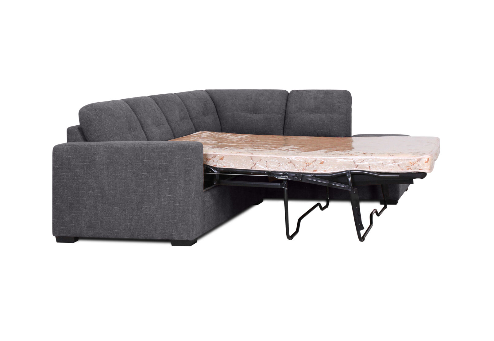 DARK GREY DIAMOND FABRIC Corner RHF Chaise with Sofa Bed