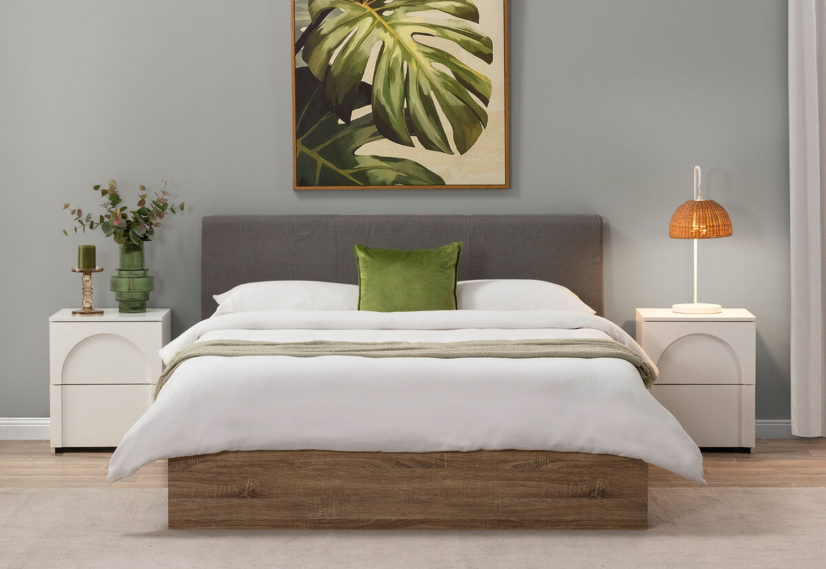 BEECH/GREY FORFAR Queen Bed