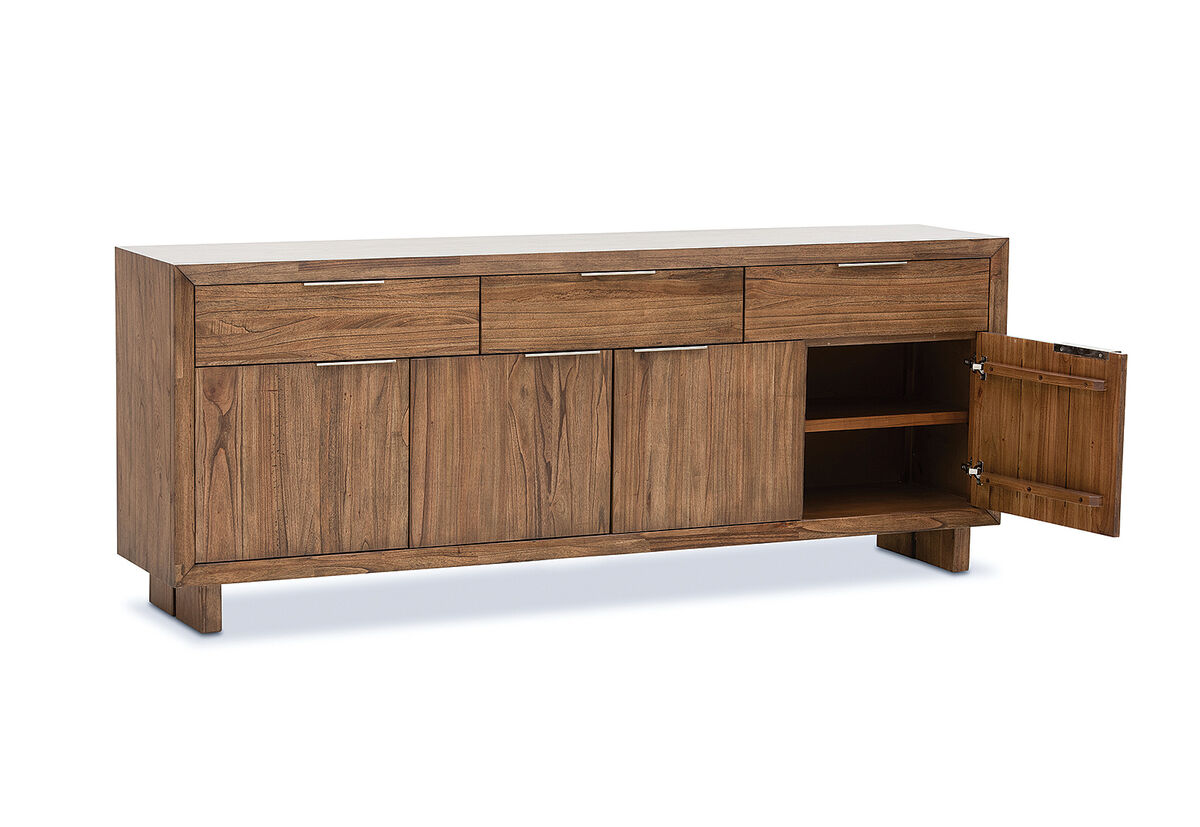 LIGHT WALNUT SORVINO 4 Door 3 Drawer Buffet