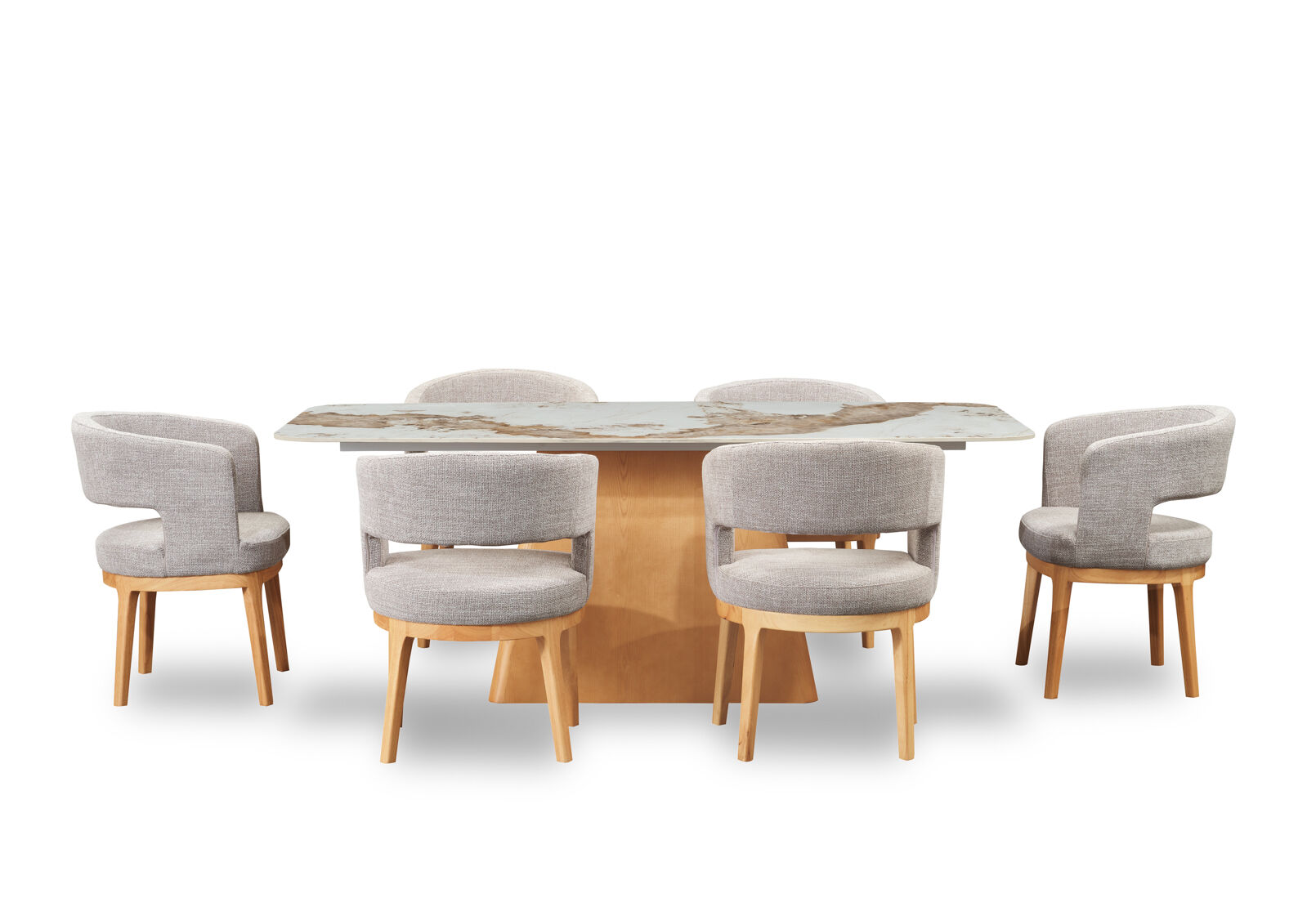 GREY VINCENTIO 7 Piece Dining Suite with Godric Dining Chairs