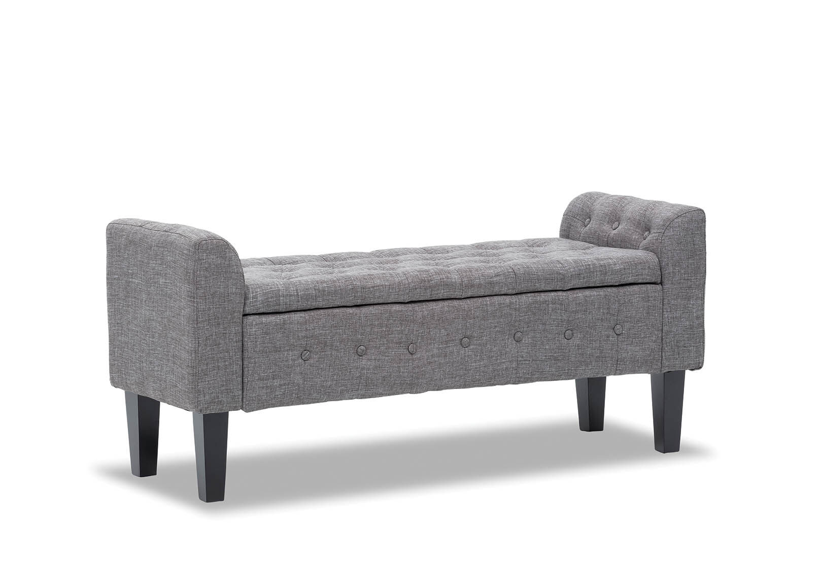 LIGHT GREY REIGN Light Grey Upholstered Storage Bench