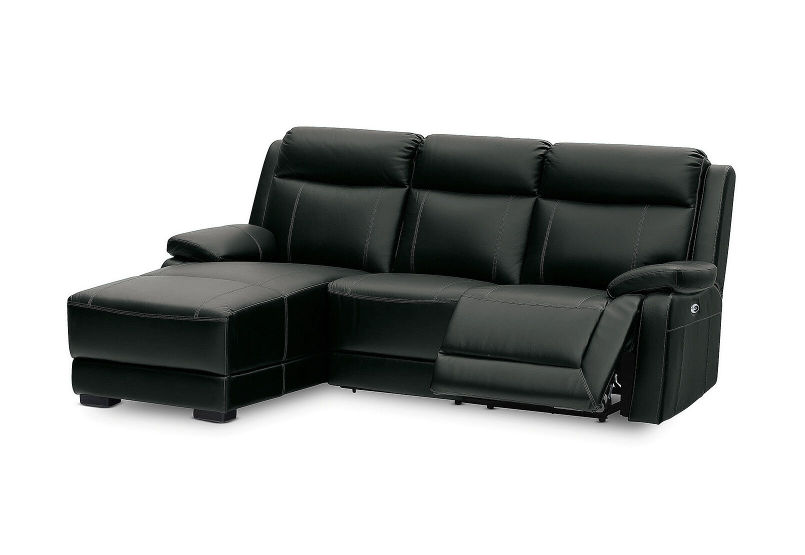 BLACK SAN MARCO Leather 3 Seater Left-Hand Facing Chaise