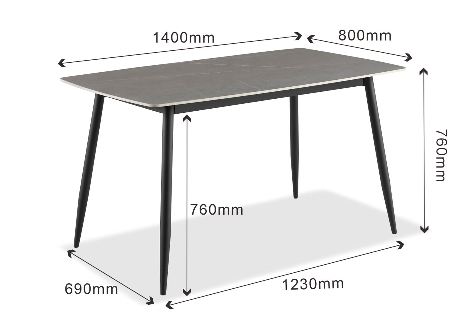 GREY SHARP 1400 Dining Table