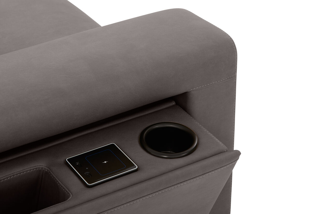 CHARCOAL GAGE FABRIC 2 Seater Sofa with Inbuilt Electric Recliners