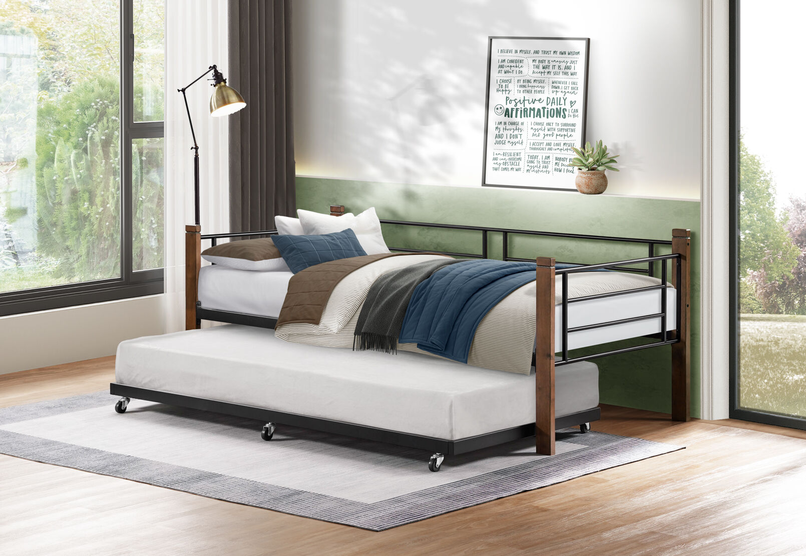 BLACK CLAY Single Trundle Bed