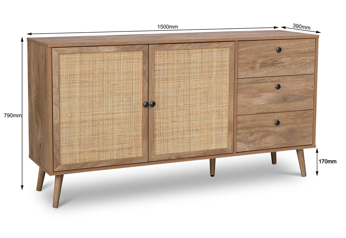 NATURAL BERRY 2 Door 3 Drawer Buffet