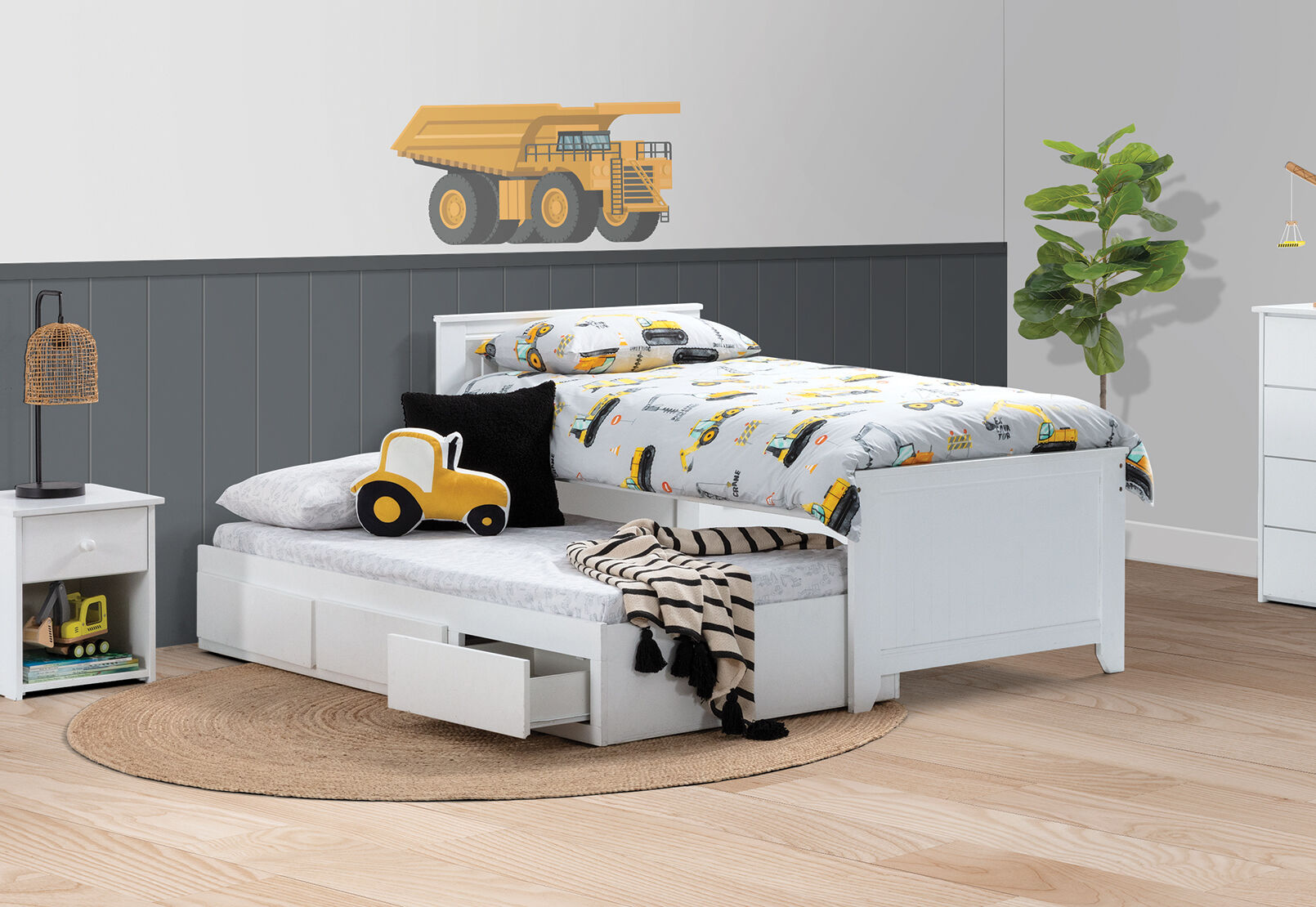 WHITE CAPTAIN JACK Single Trundle Bed