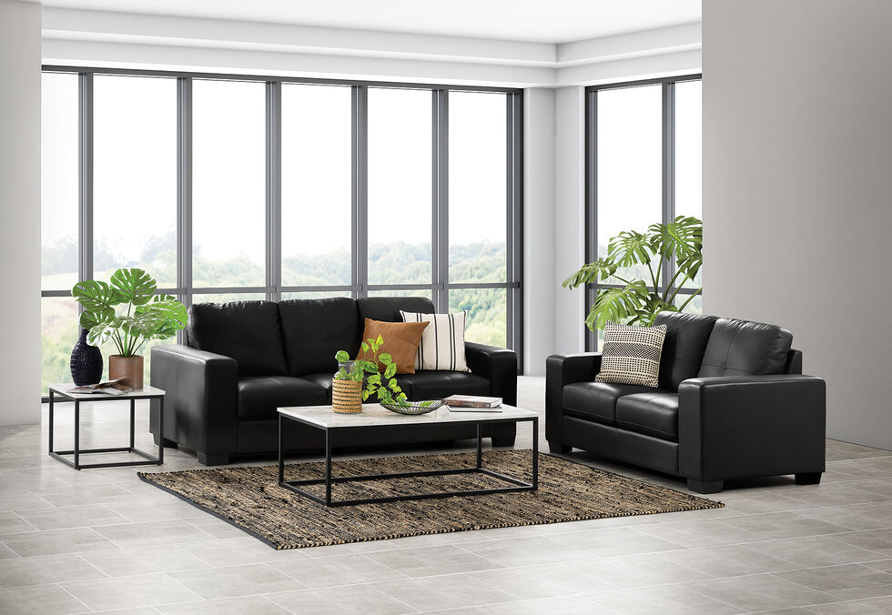 BLACK DIAMOND Leather-Look Sofa Pair