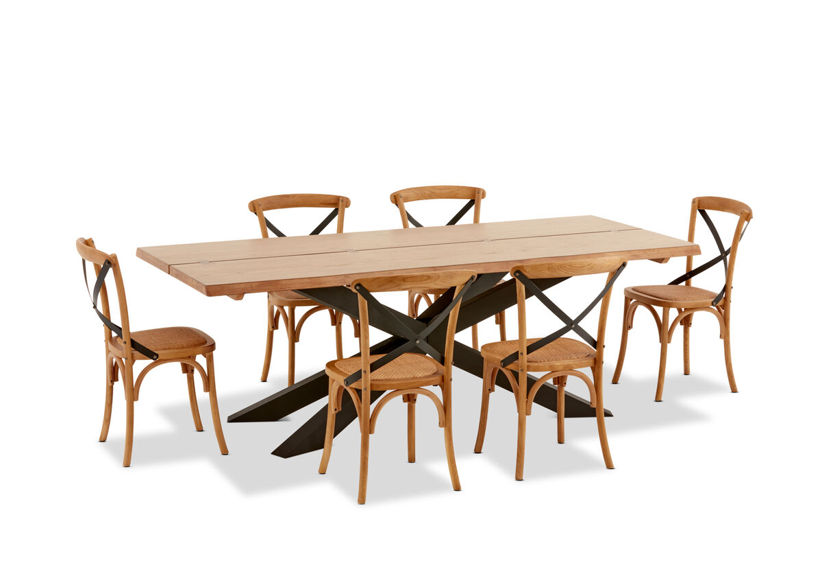 NATURAL EVENDALE 7 Piece Dining Suite with Avantee Dining Chairs.