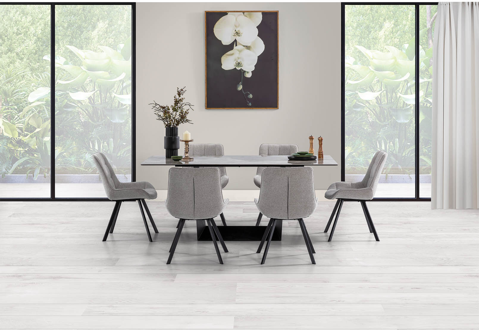 GREY MILAS 7 Piece Dining Suite with Arabella Dining Chairs