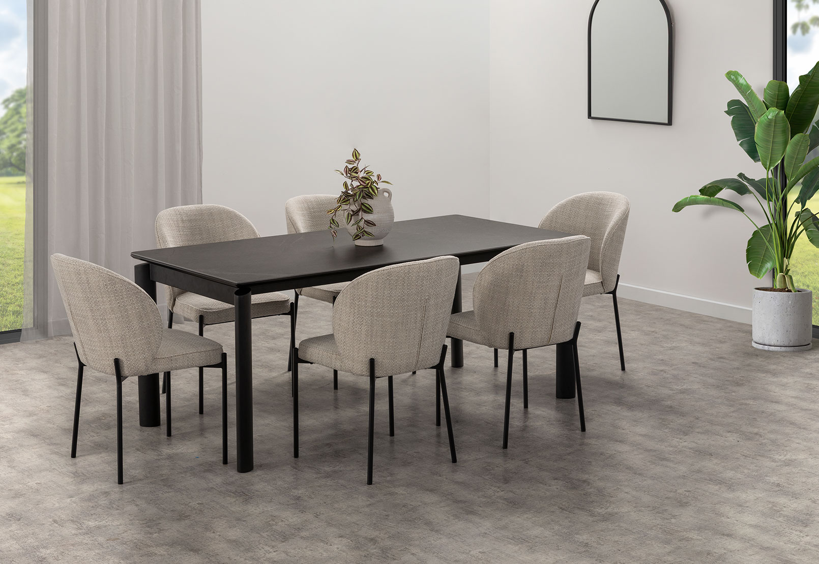 BLACK ANNORA 7 Piece Dining Suite