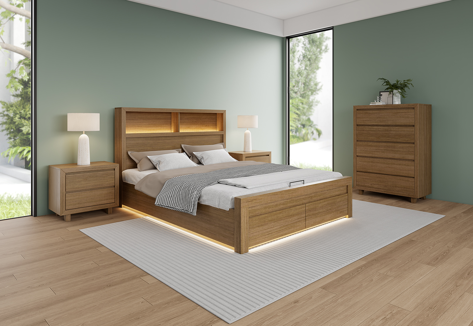 LIGHT OAK RANA Queen Bed